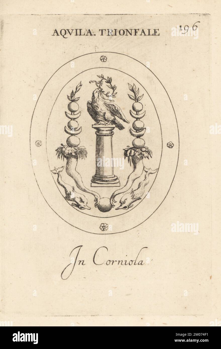 Triumphal eagle with laurel wreath on a column. Standard of a Roman ...