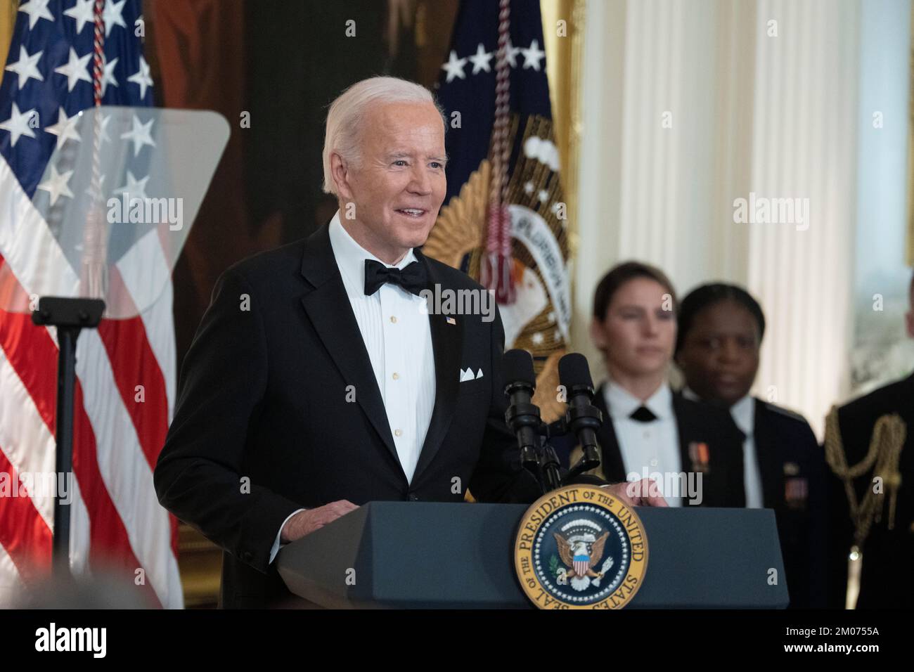 United States President Joe Biden makes remarks as he and first lady Dr ...