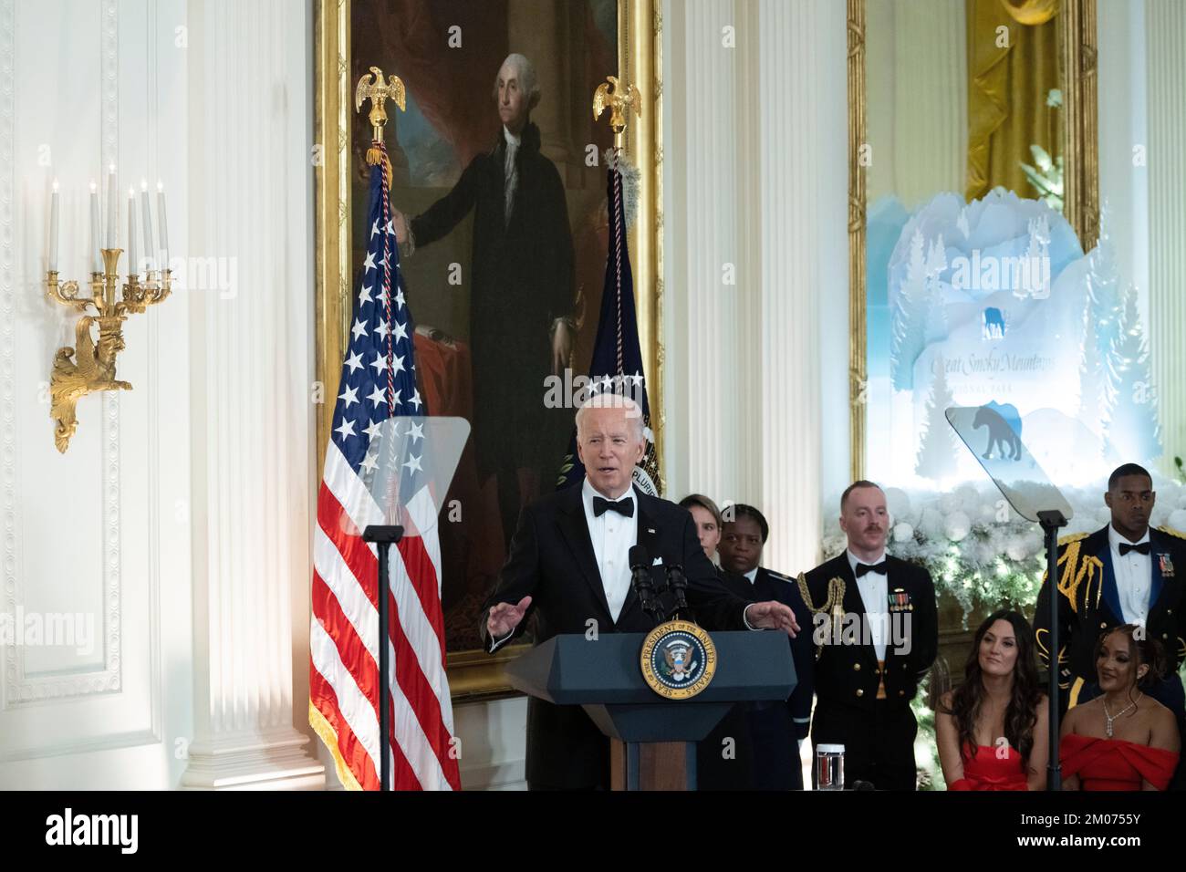 United States President Joe Biden makes remarks as he and first lady Dr ...