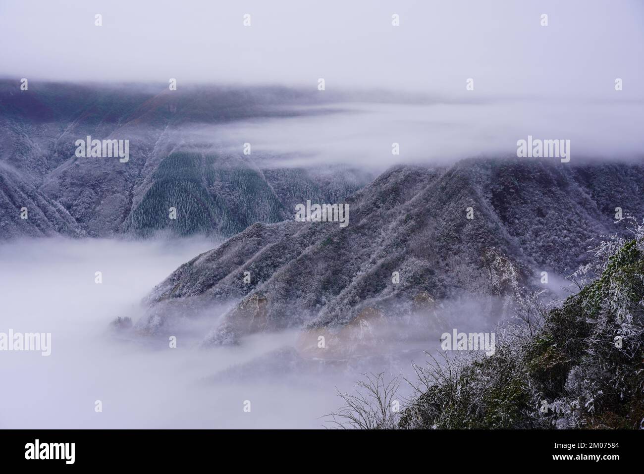 GUILIN, CHINA - DECEMBER 2, 2022 - A view of the sea of clouds at ...