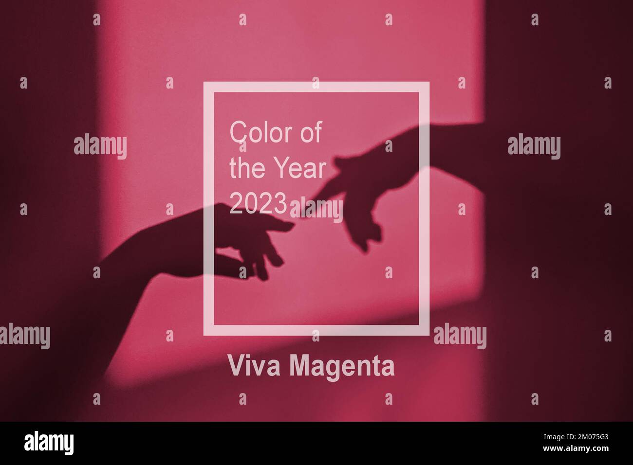 Silhouette of gesture touch by humans palms from sunbeam on wall during ...