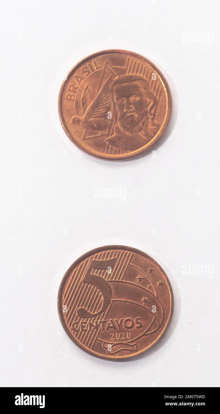 Brazilian currencies, front and back with white background,Brazilian ...