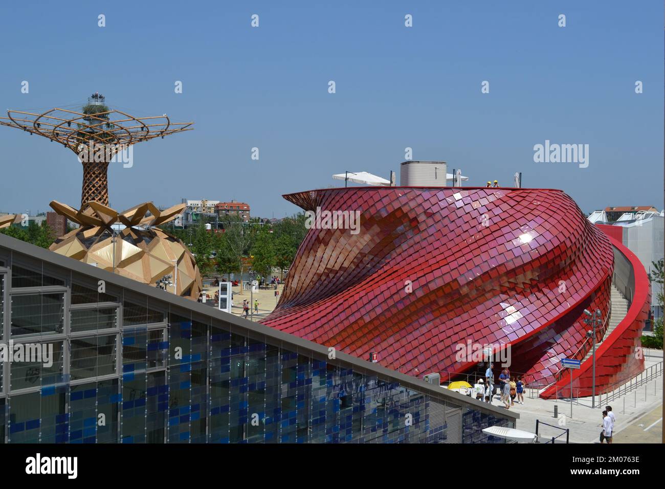 Panoramic view of Vanke China corporate pavilion covered with red ...