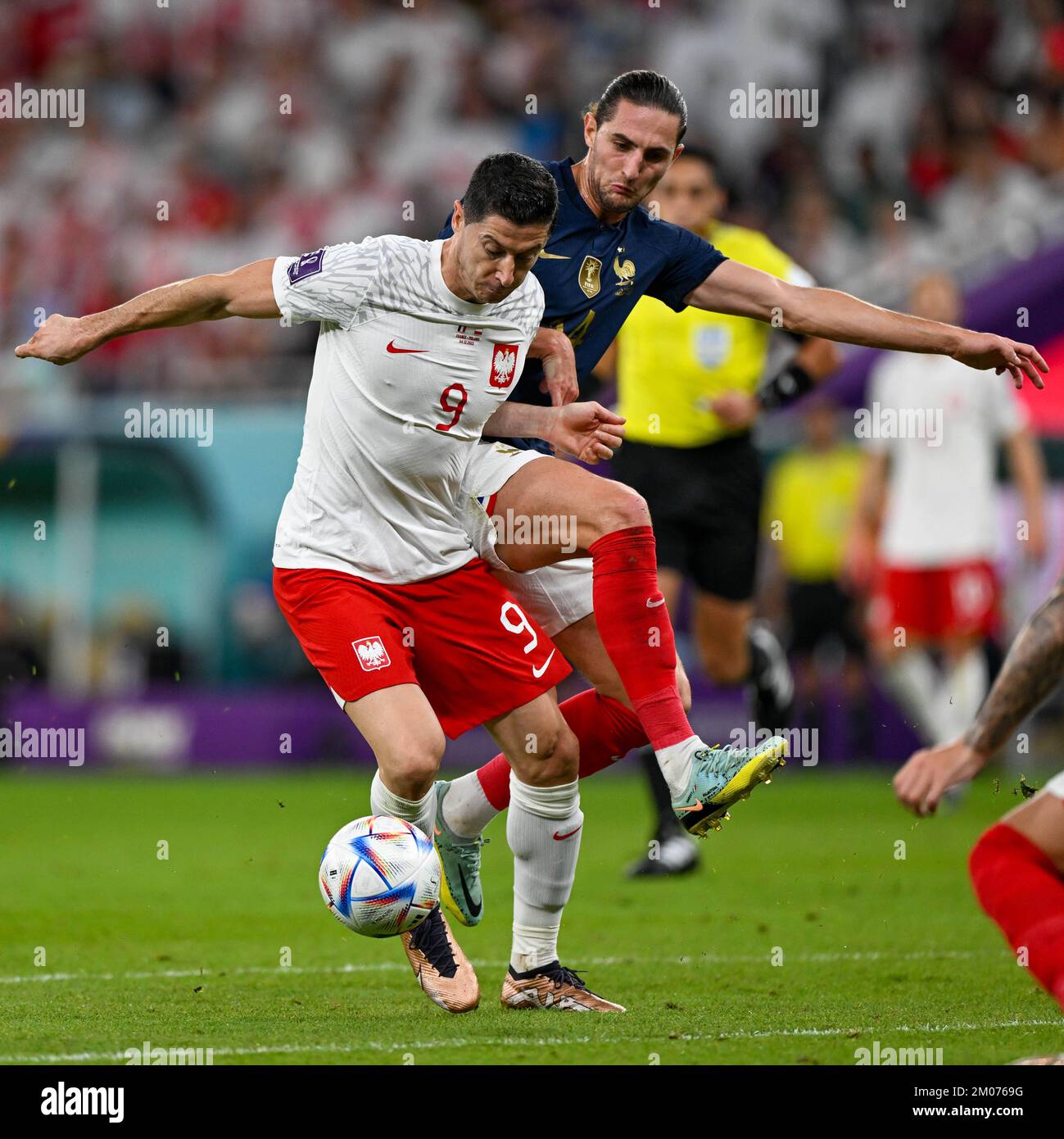 Robert Lewandowski of Poland and Adrien RABIOT of France during the ...