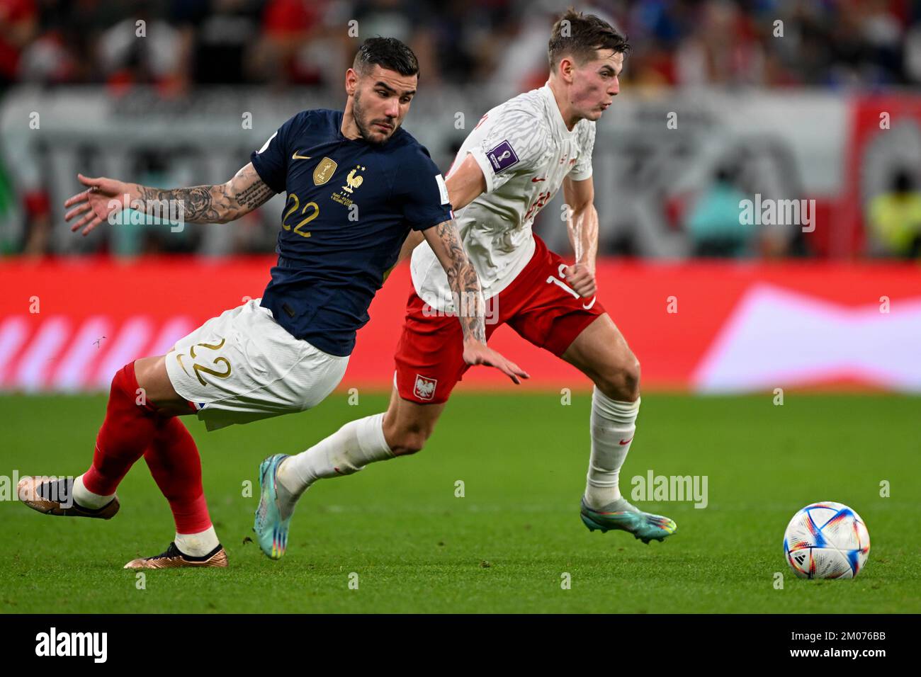 Theo HERNANDEZ of France and Jakub Kaminski of Poland during the FIFA ...