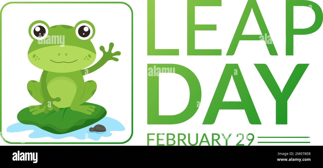 Happy Leap Day on 29 February with Cute Frog in Flat Style Cartoon Hand ...