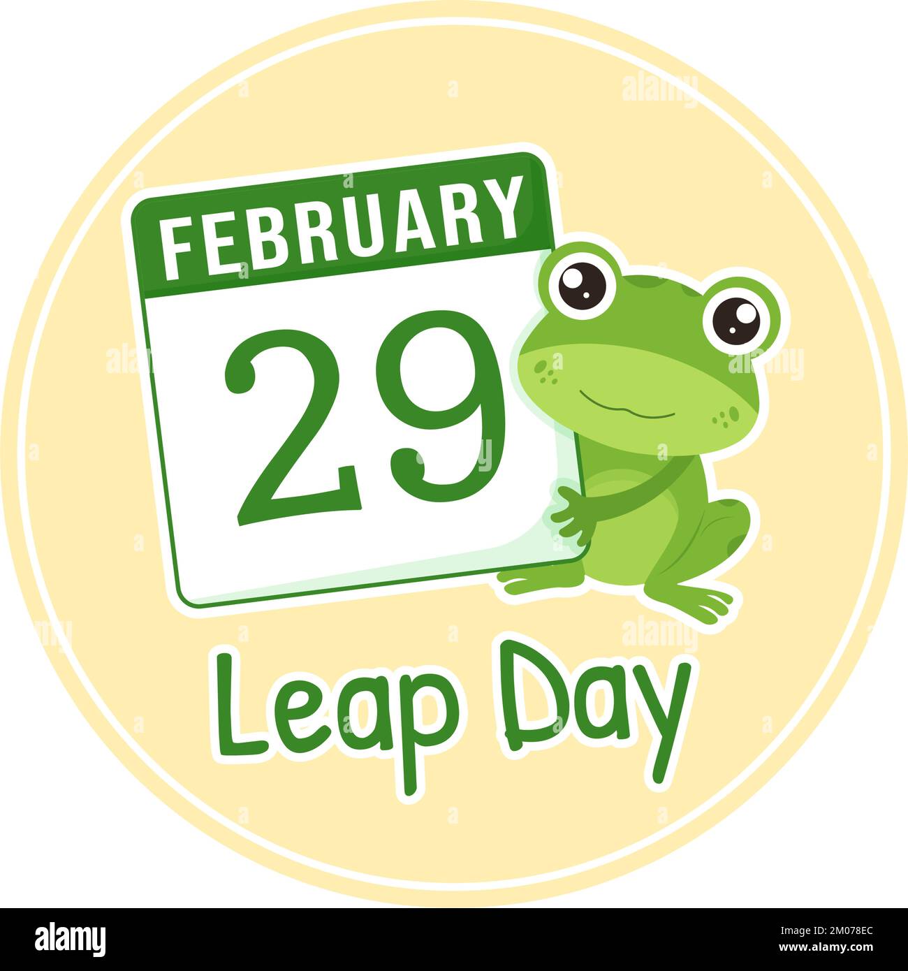 Happy Leap Day on 29 February with Cute Frog in Flat Style Cartoon Hand ...
