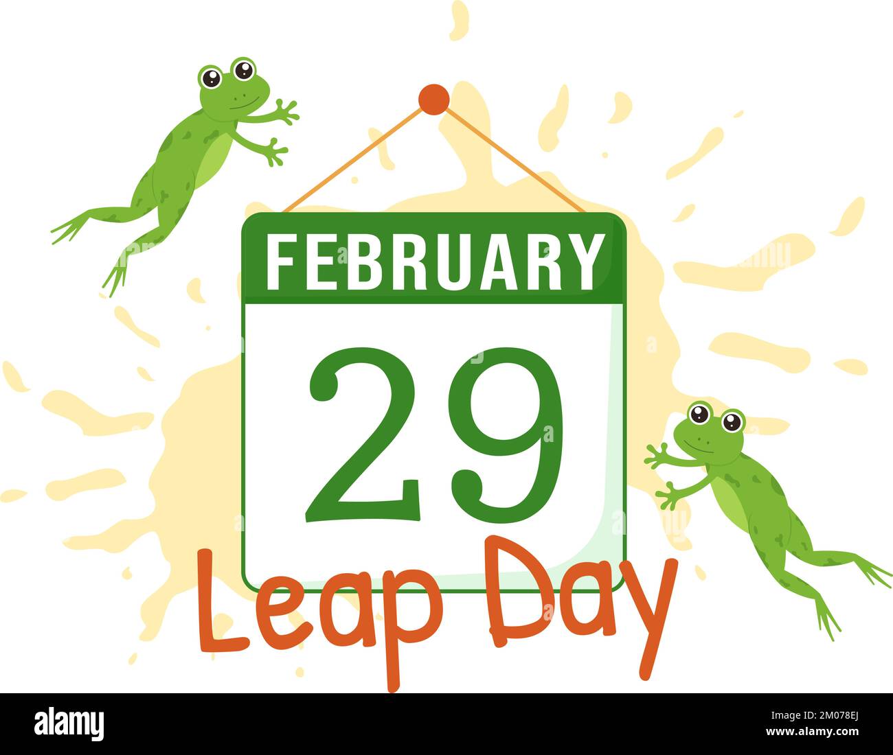 Happy Leap Day on 29 February with Cute Frog in Flat Style Cartoon Hand ...