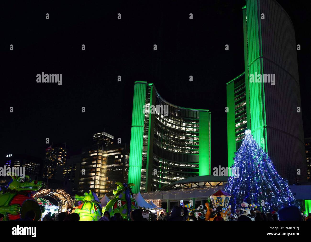 Toronto, Canada - December 4, 2022: Every year Toronto fills the square ...