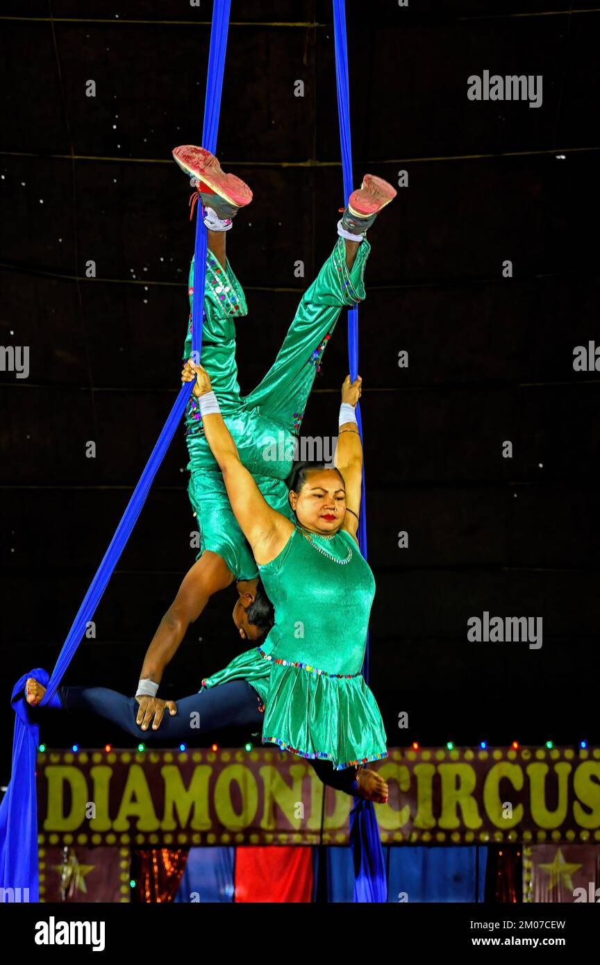 Gymnasts perform an act during the evening special show of Diamond ...