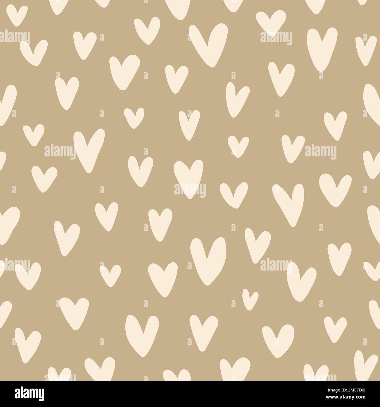 Heart marker drawn seamless vector pattern. Valentine's day handwritten ...