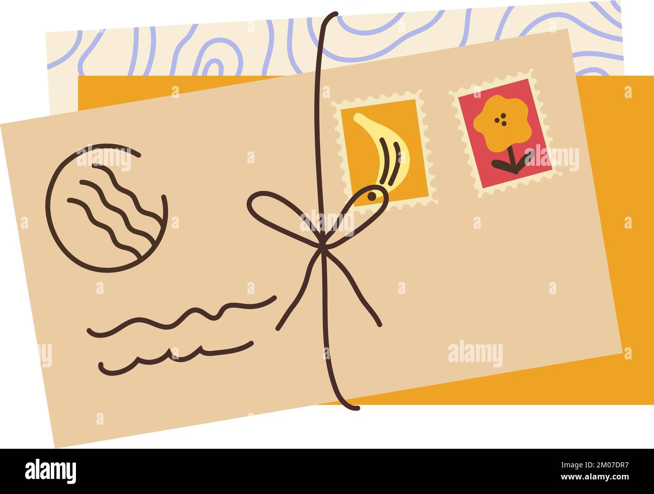 Closed seal envelopes tied with ribbon. Cute mail letters Stock Vector ...