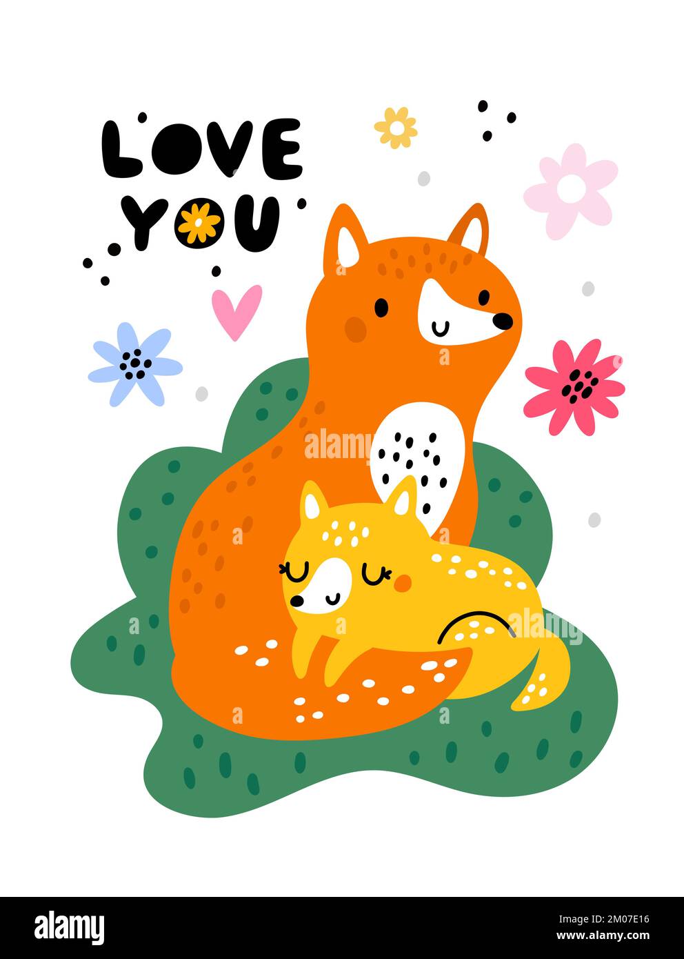 Funny fox card. Nordic kids style animals. Cartoon forest wildlife ...