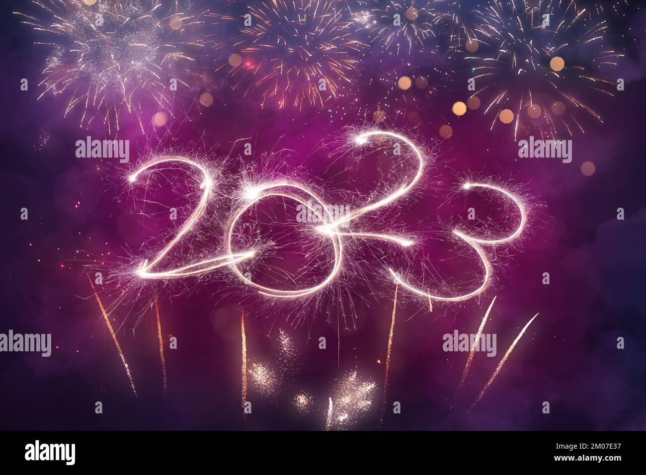 2023 gold fireworks hi-res stock photography and images - Alamy