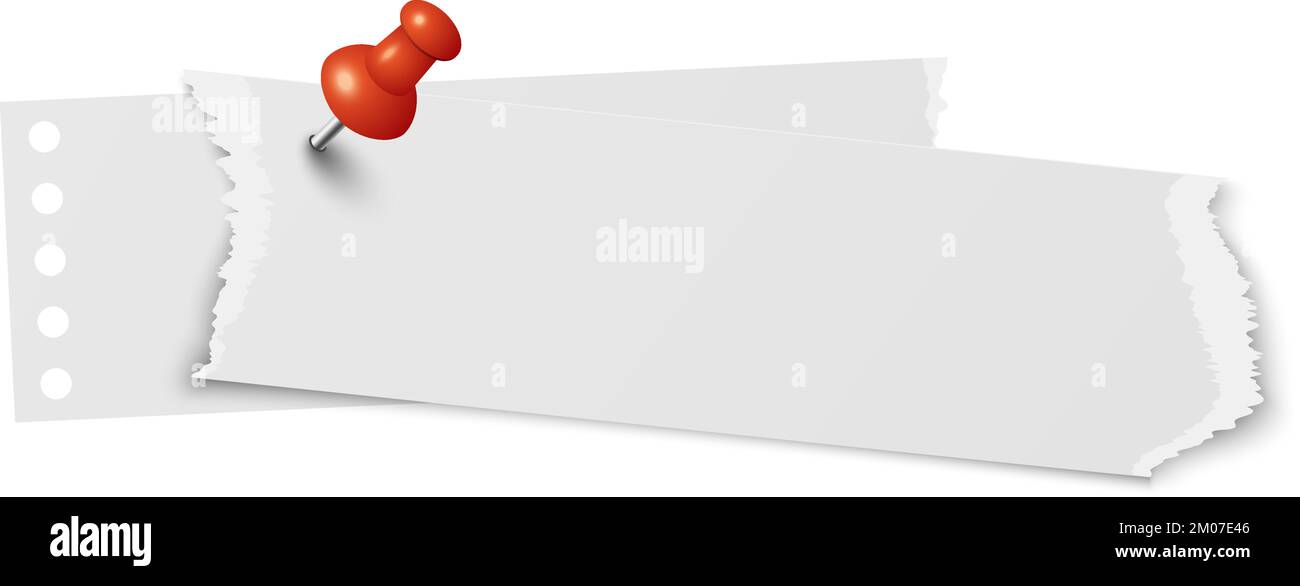 Paper pieces pinned with thumb tack. Realistic blank mockup Stock ...