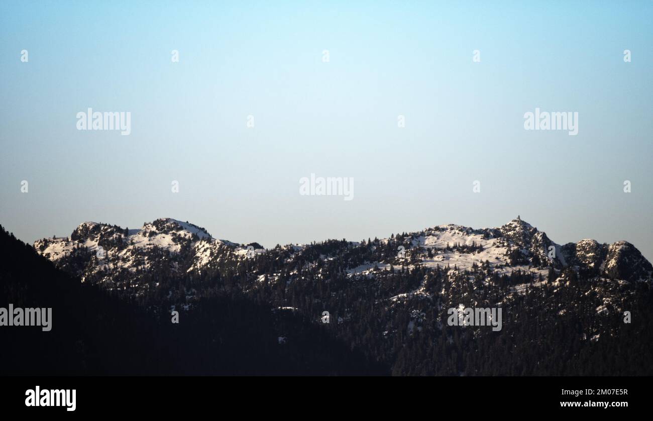 Panorama of the snowy Coast Mountains in the Lower Mainland in British ...
