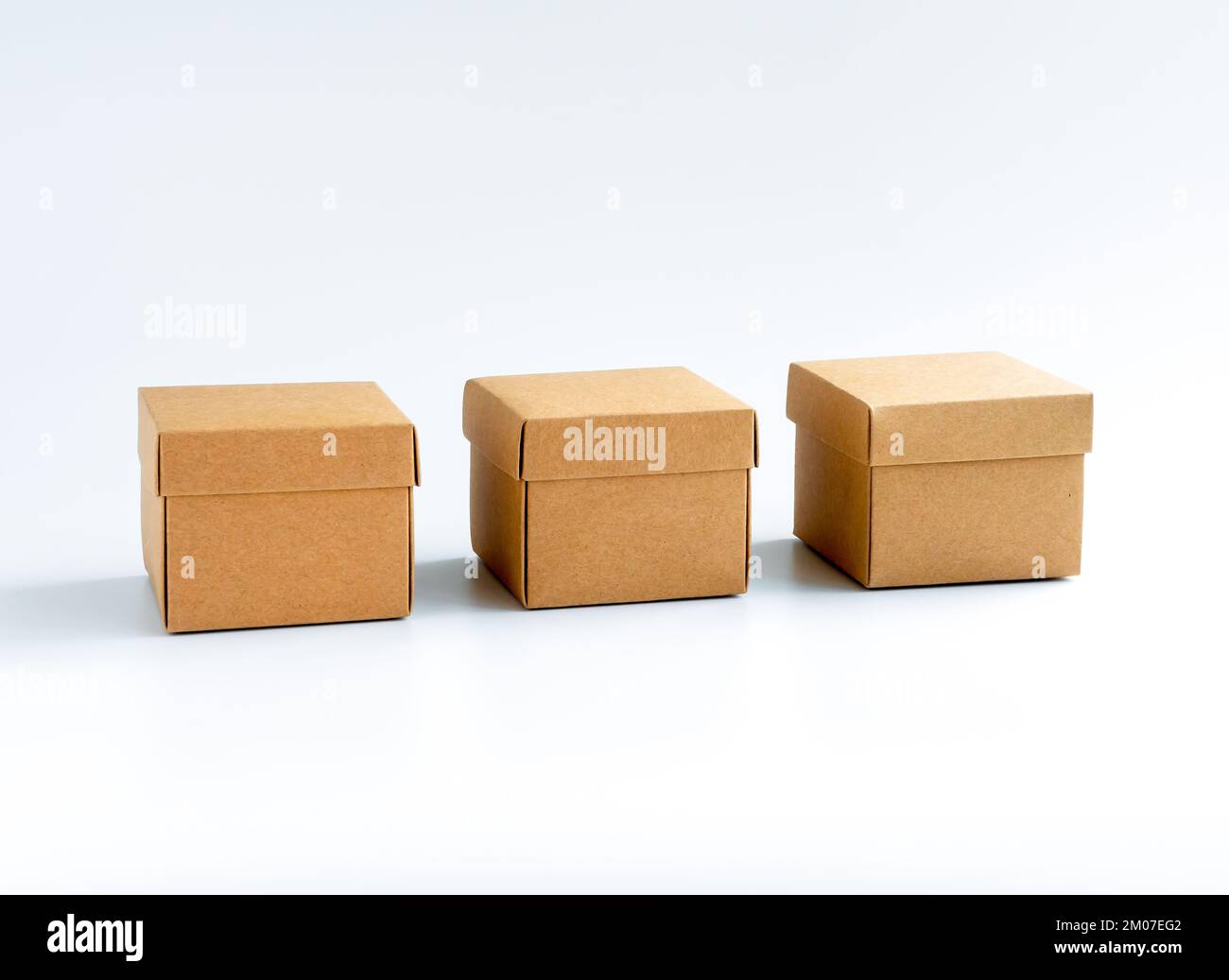 Three cardboard boxes isolated on white background. Carton gift box ...