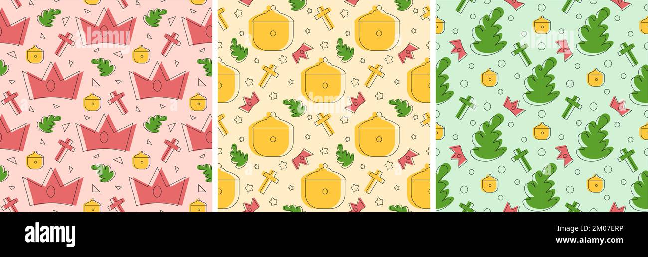Set of Happy Epiphany Day Seamless Pattern Design Christian Festival to ...