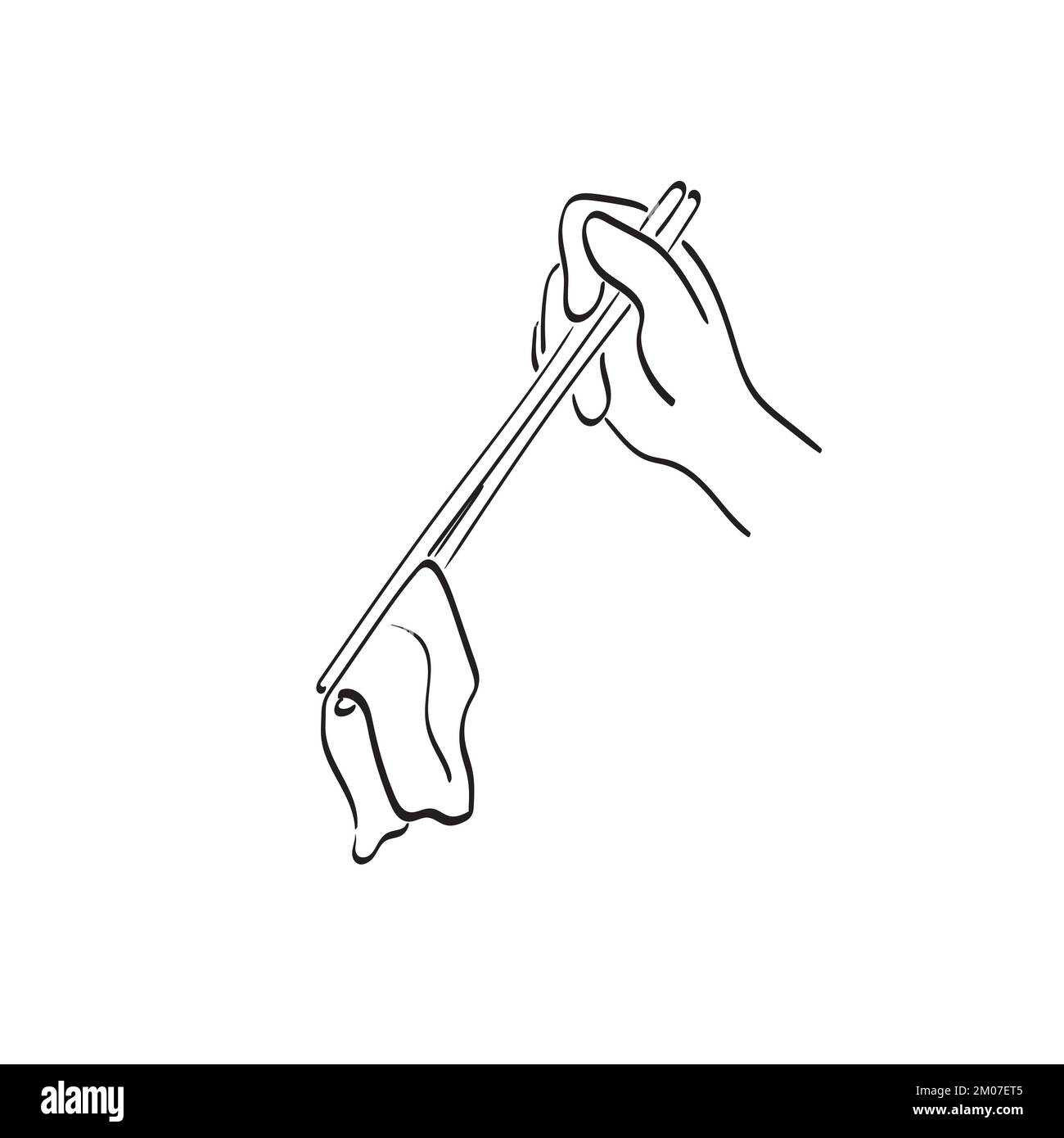 closeup hand using chopsticks to keep food illustration vector hand ...