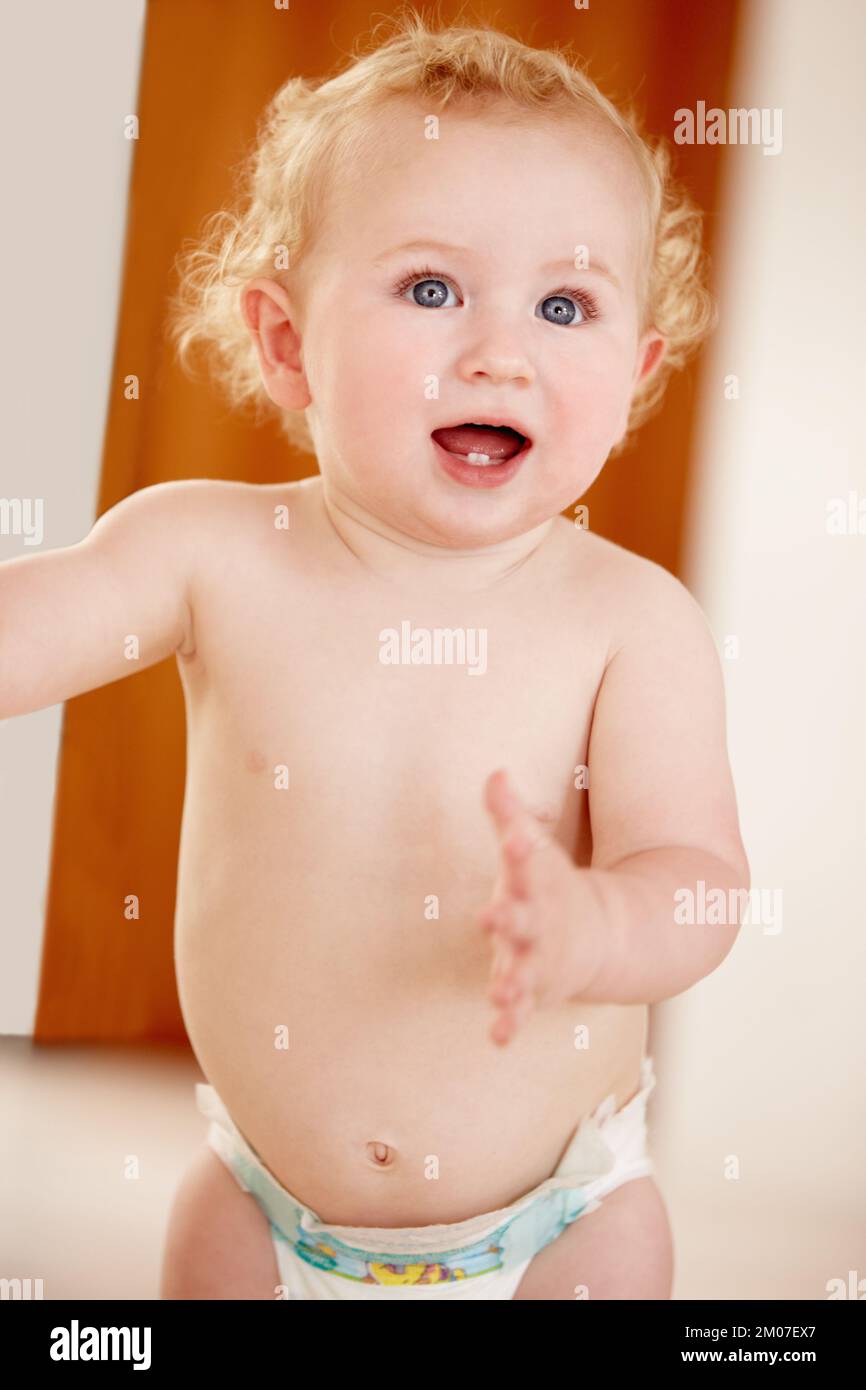 Wow Whats that - Childhood curiosity. Cute baby boy looking excited ...