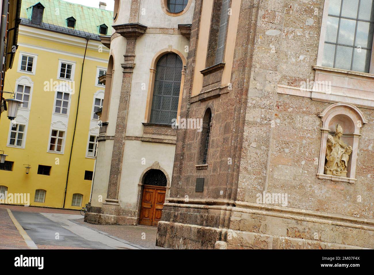 Old buildings near Innsbruck Cathedral, also known as the Cathedral of ...