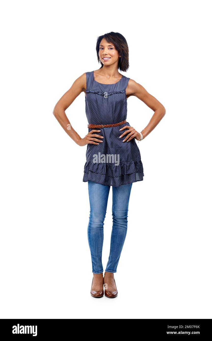 Stylish and confident. Full length portrait of a beautiful young woman ...