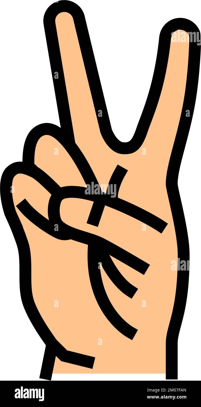 two number hand gesture color icon vector illustration Stock Vector ...