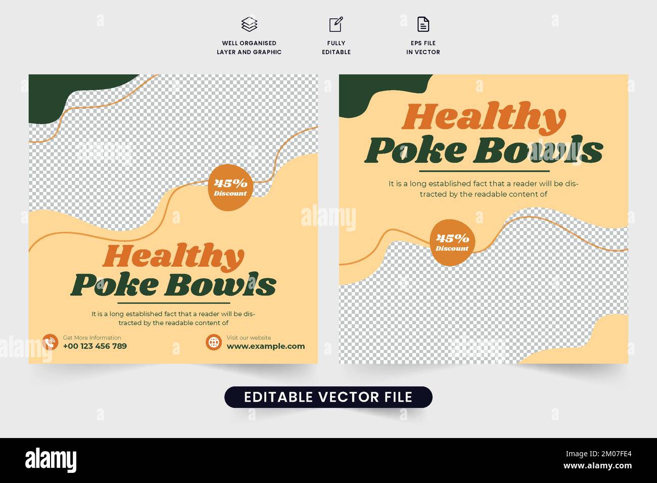 Restaurant discount template design with photo placeholders and ...