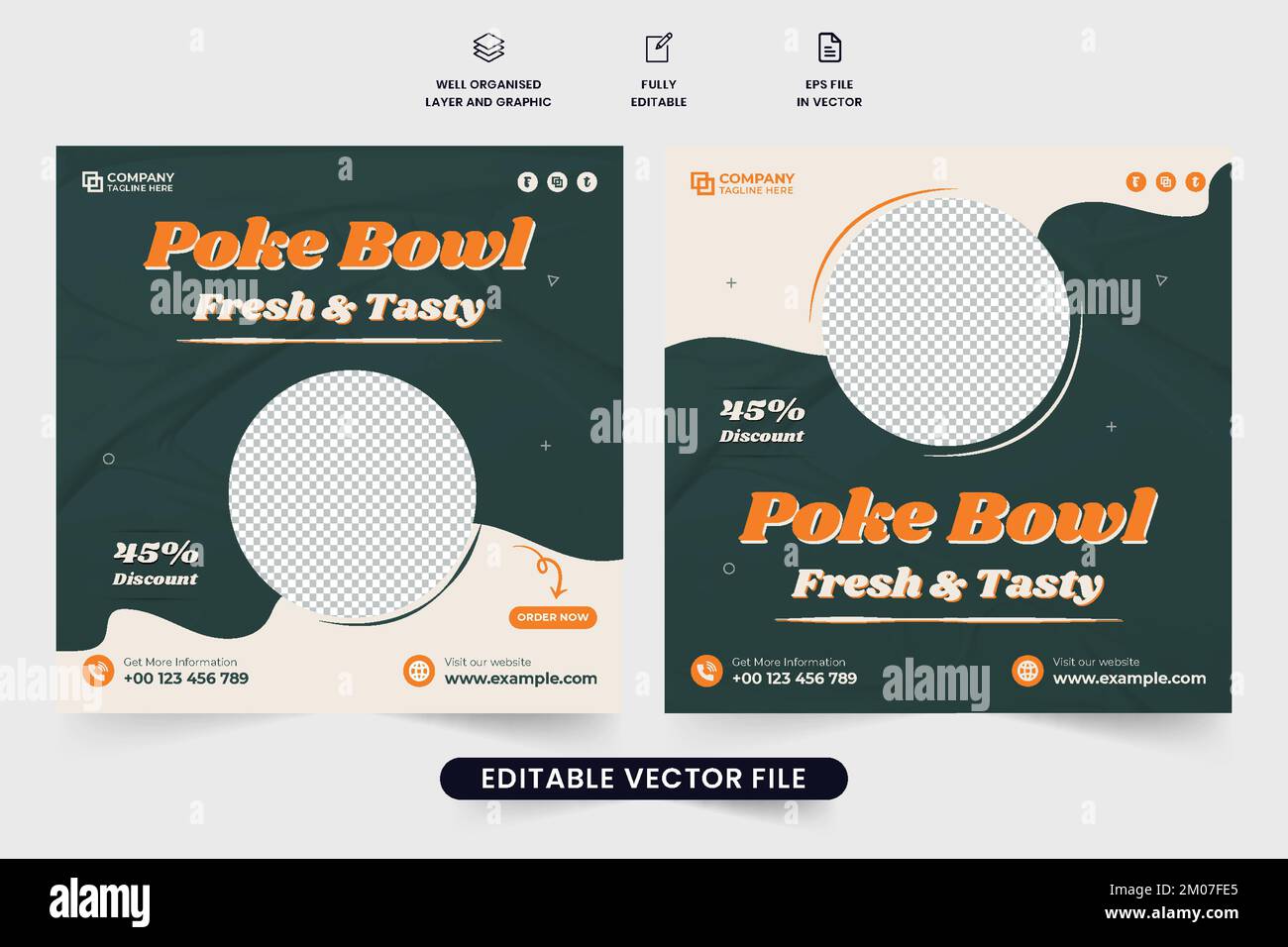 Food social media post design with dark and orange colors. Special food ...