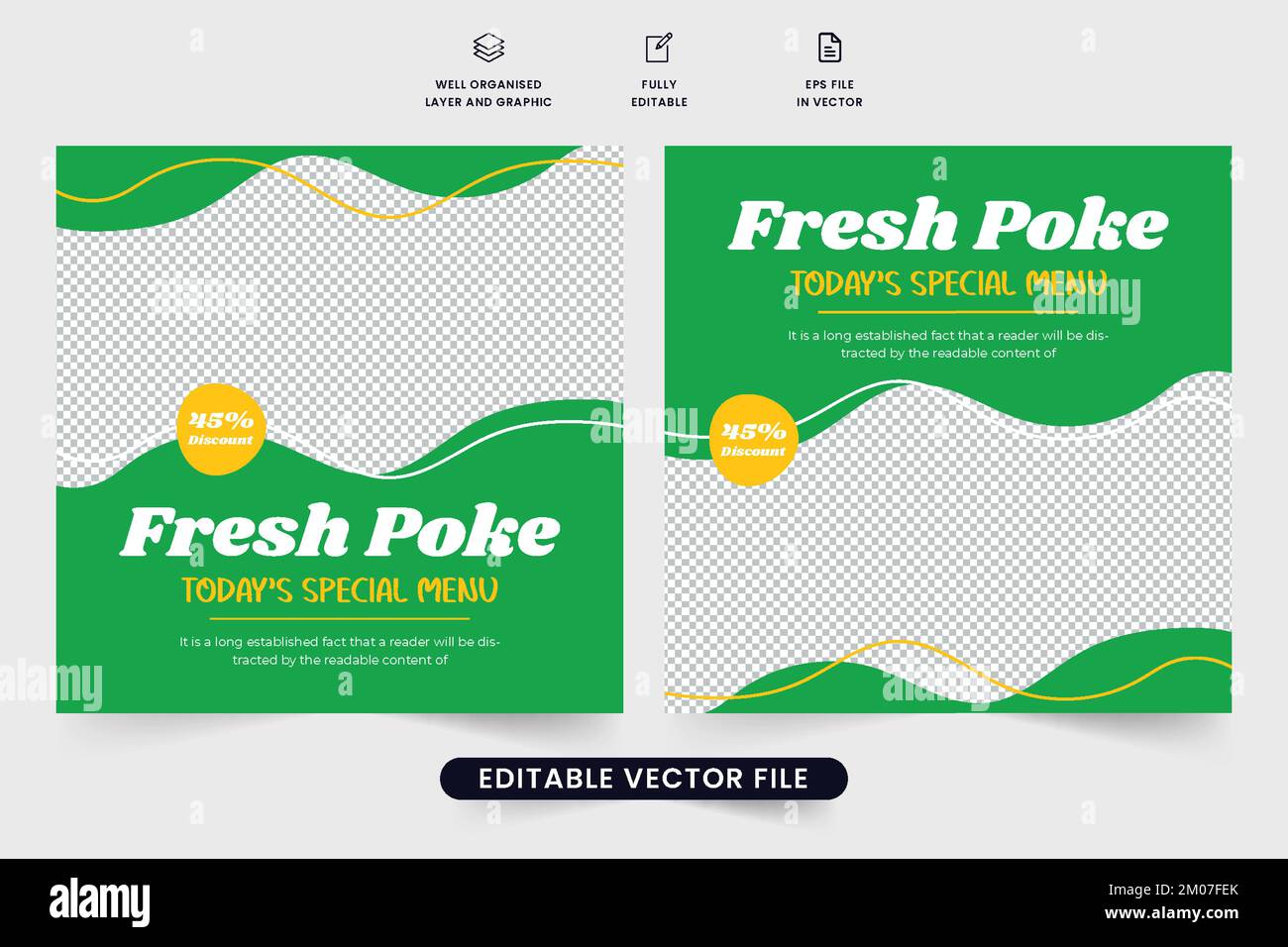 Culinary promo template vector with green and yellow colors. Special ...