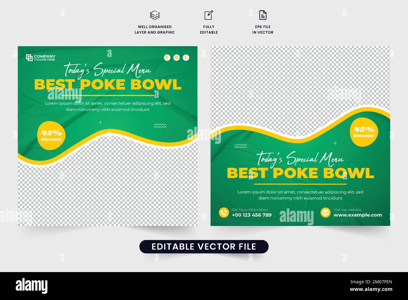 Special food menu social media post template with green and yellow ...