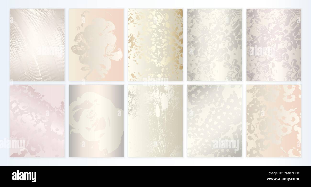 Elegant Floral Background Set. Light Texture Collection with Flowers ...