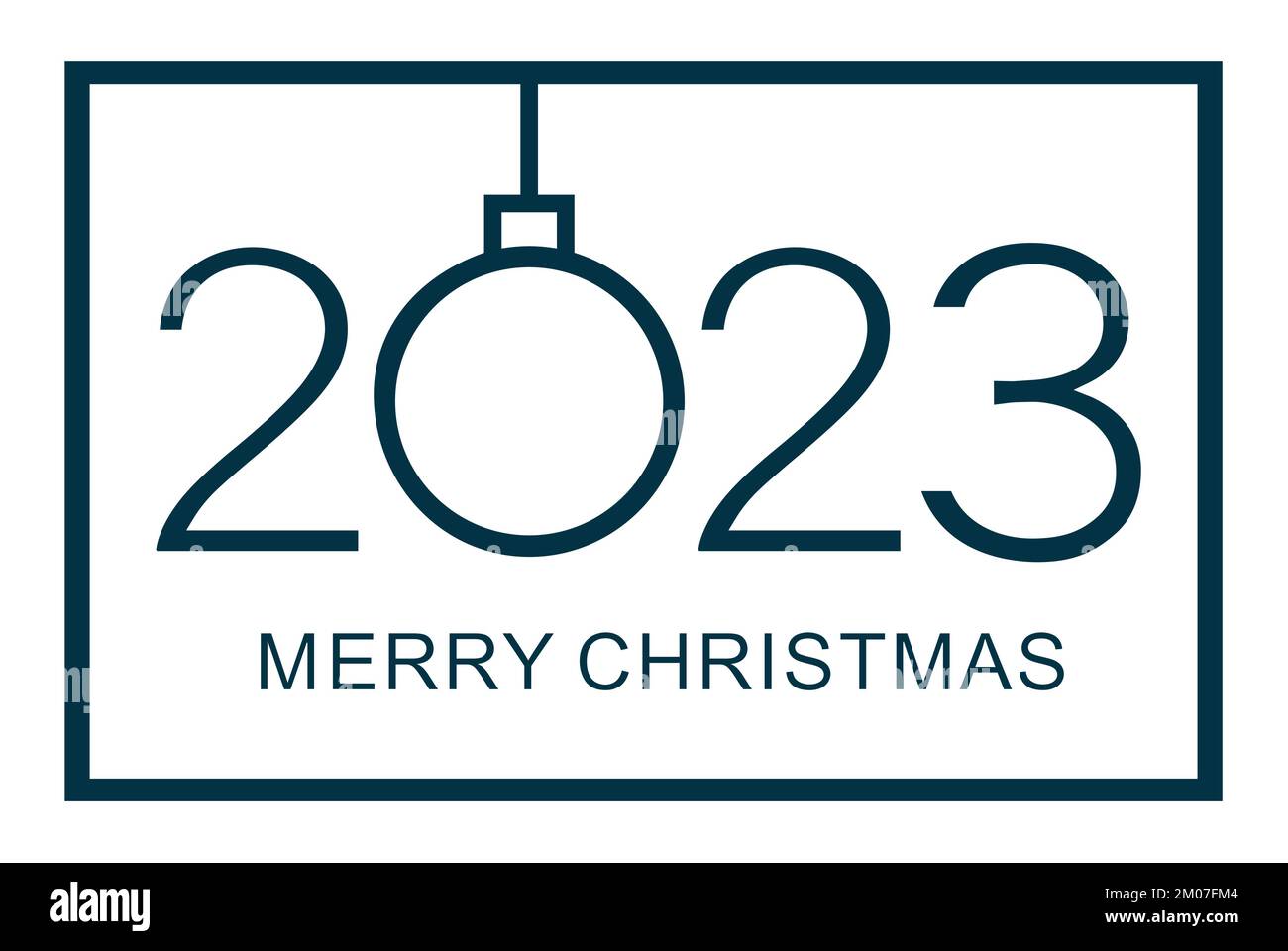 Merry Christmas and Happy New 2023 Year. Minimalistic text. Isolated ...