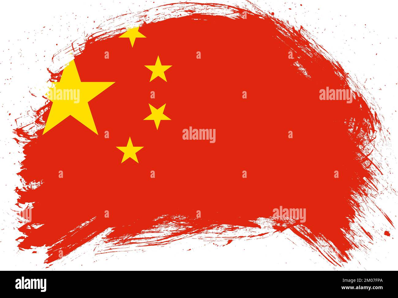 Distressed stroke brush painted flag of china on white background Stock ...