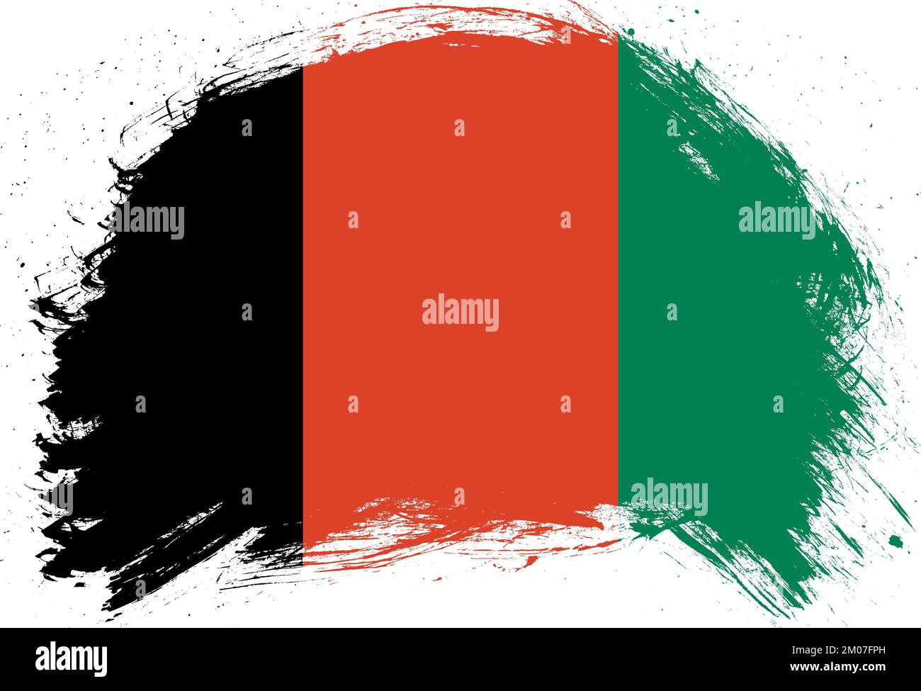 Distressed stroke brush painted flag of afghanistan on white background ...