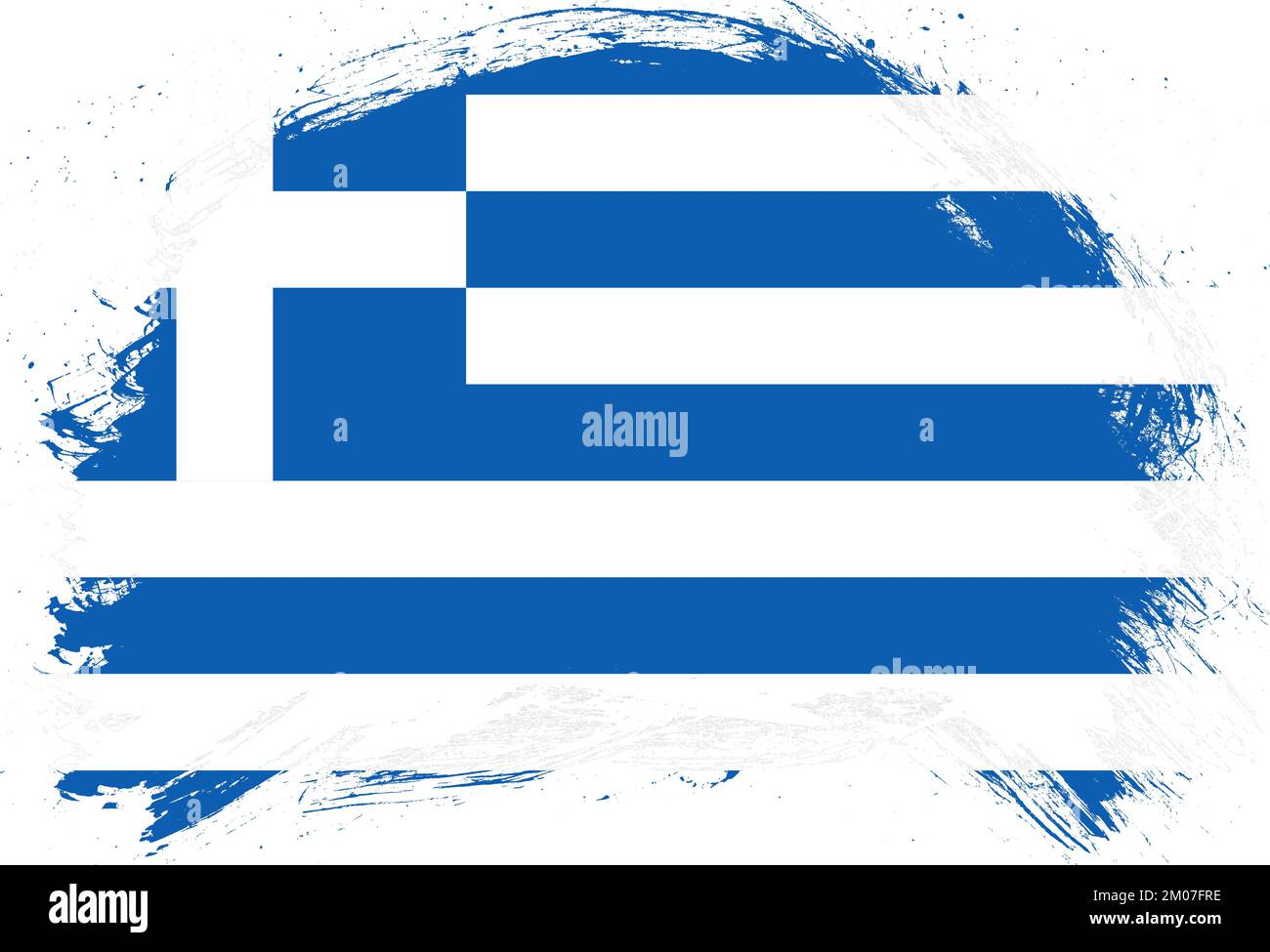 Distressed stroke brush painted flag of greece on white background ...