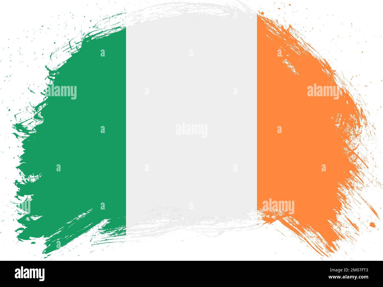 Distressed stroke brush painted flag of ireland on white background ...