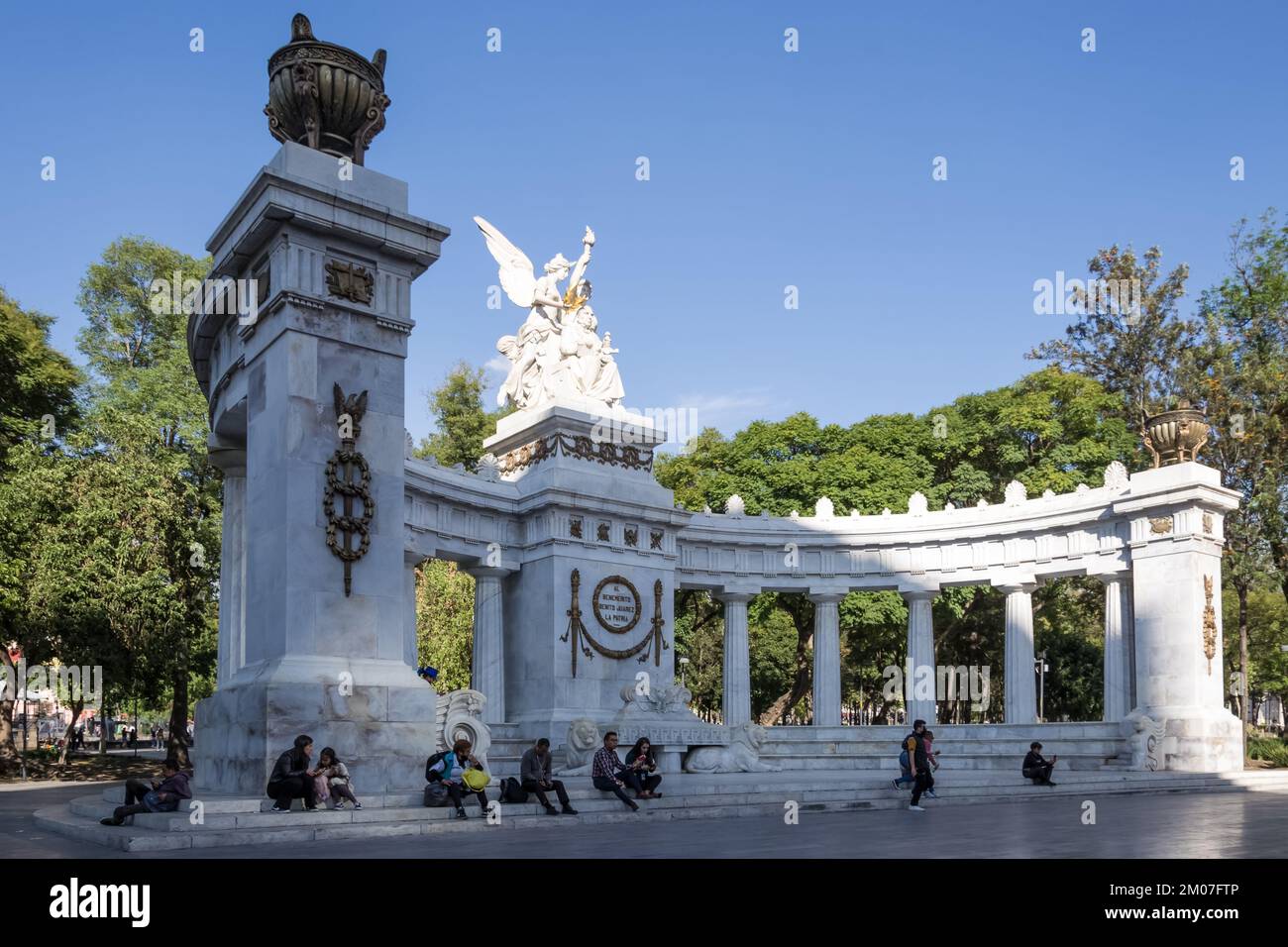 View of the Benito Juárez Hemicycle, a Neoclassical monument located at ...