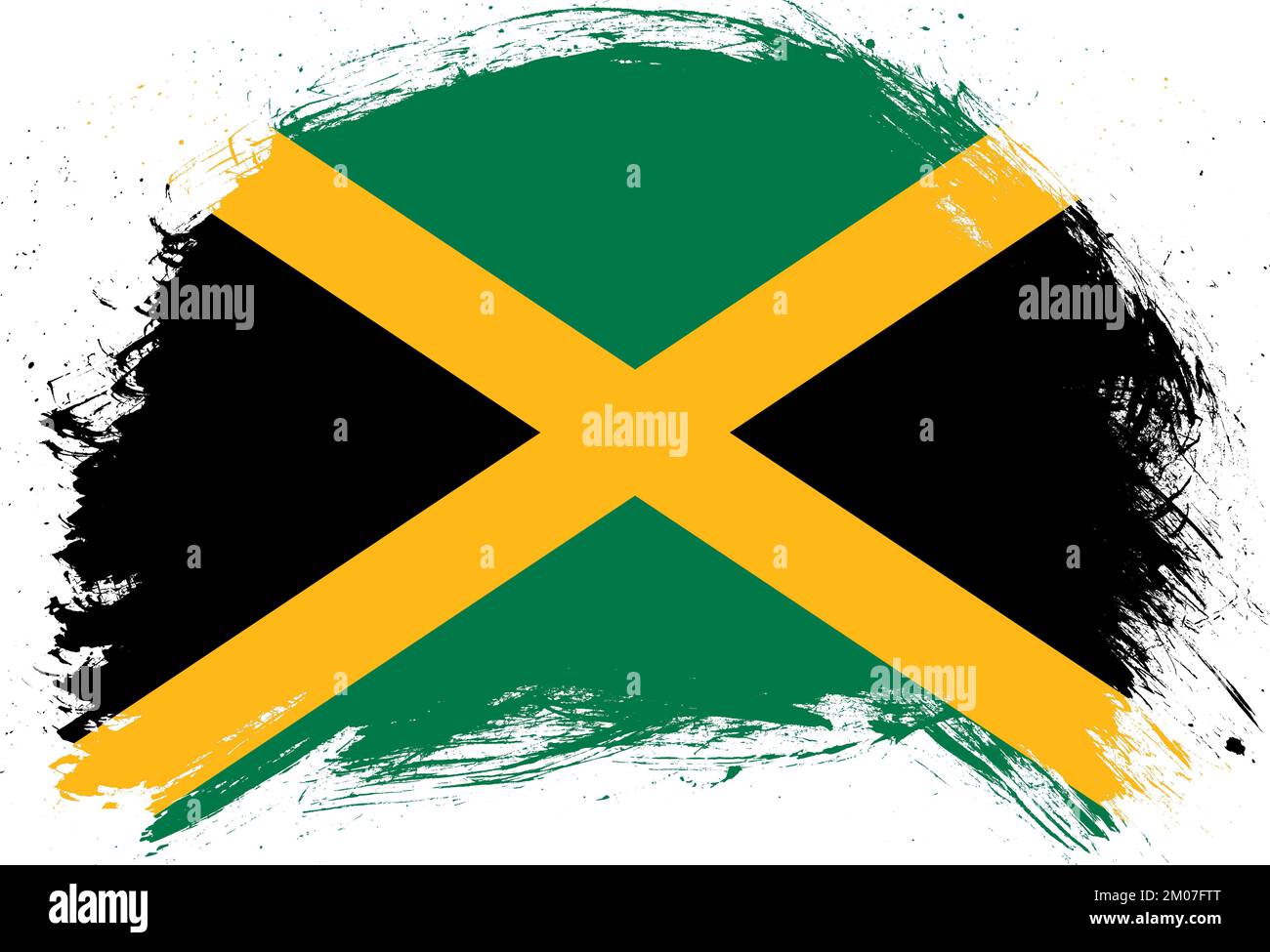 Distressed stroke brush painted flag of jamaica on white background ...