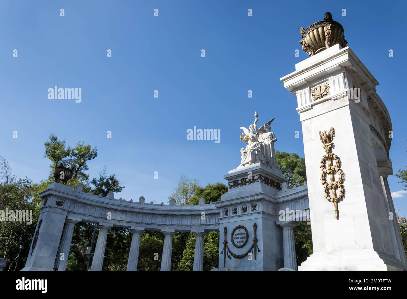 View of the Benito Juárez Hemicycle, a Neoclassical monument located at ...