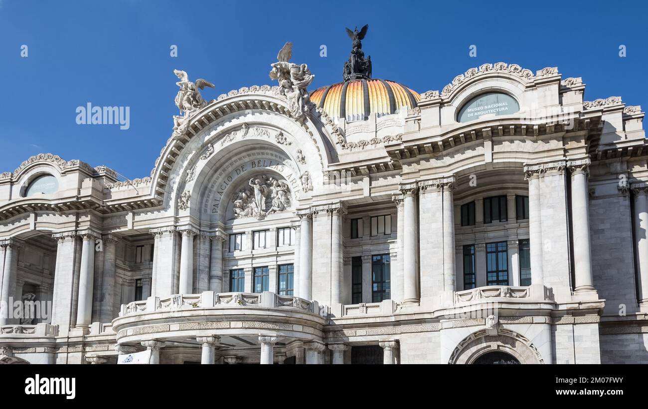 Architectural detail of the Palacio de Bellas Artes (Palace of Fine ...