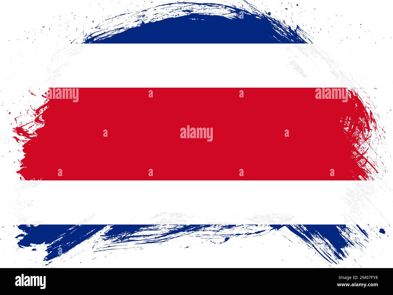 Distressed stroke brush painted flag of costa rica on white background ...