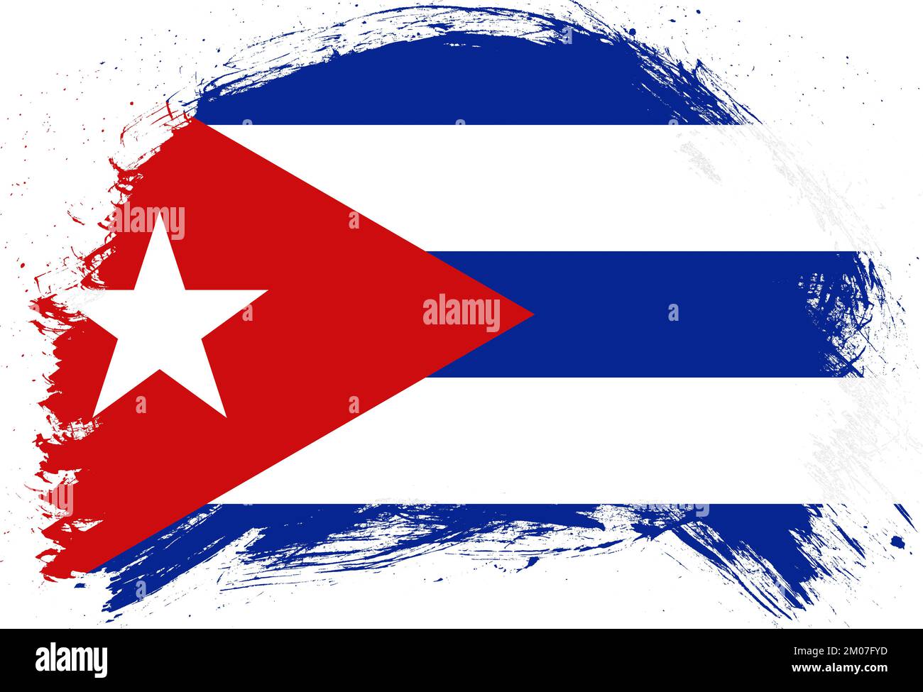 Distressed stroke brush painted flag of cuba on white background Stock ...
