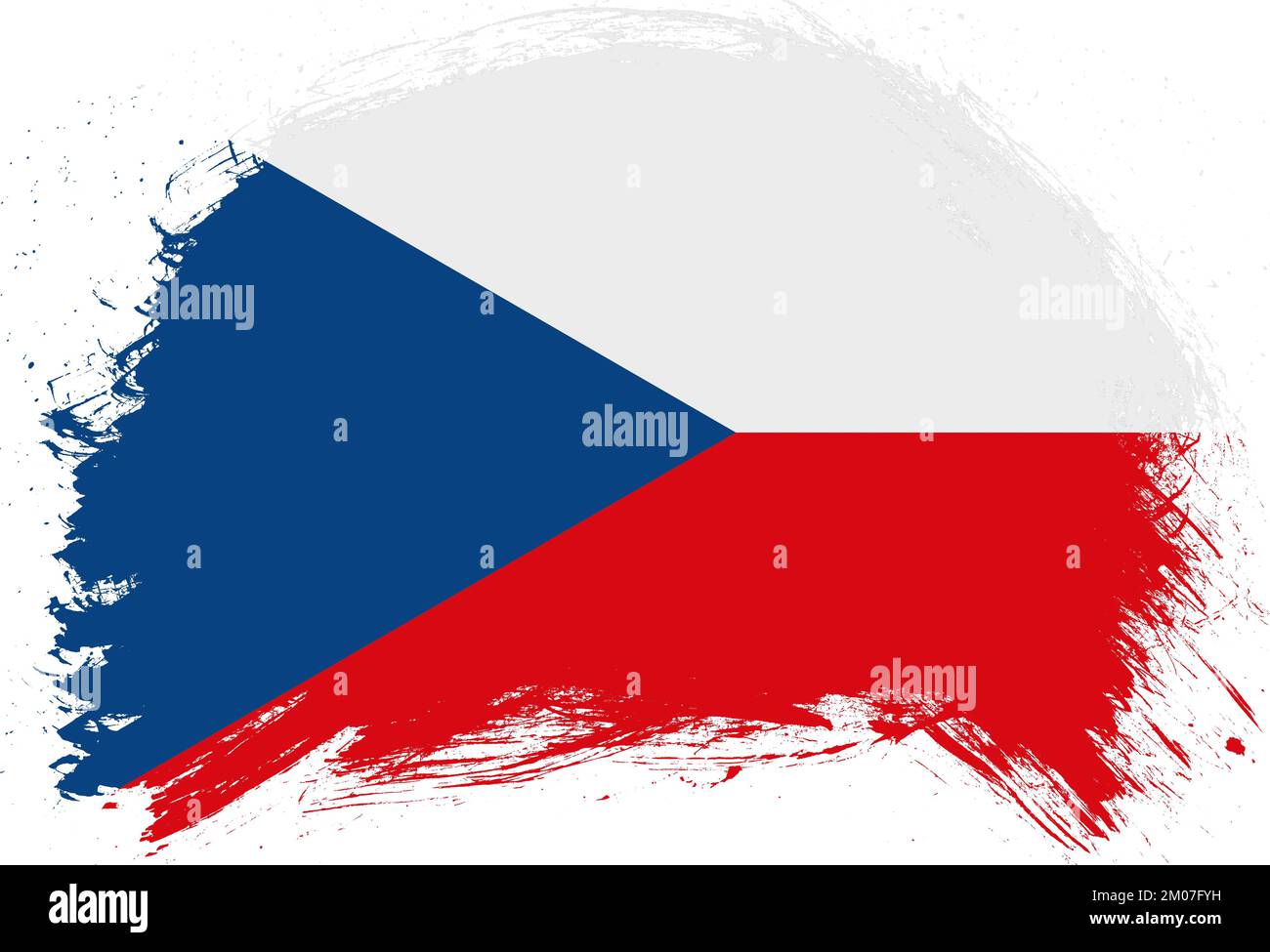 Distressed stroke brush painted flag of czech republic on white ...