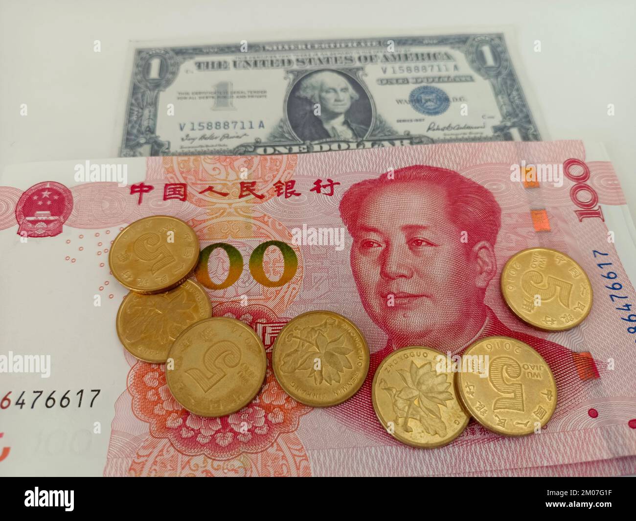 SUQIAN, CHINA - DECEMBER 5, 2022 - Financial illustration: RMB/US ...