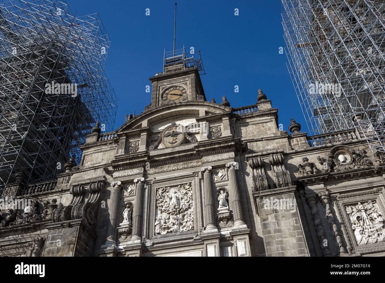 Architectural detail of the Mexico City Metropolitan Cathedral ...