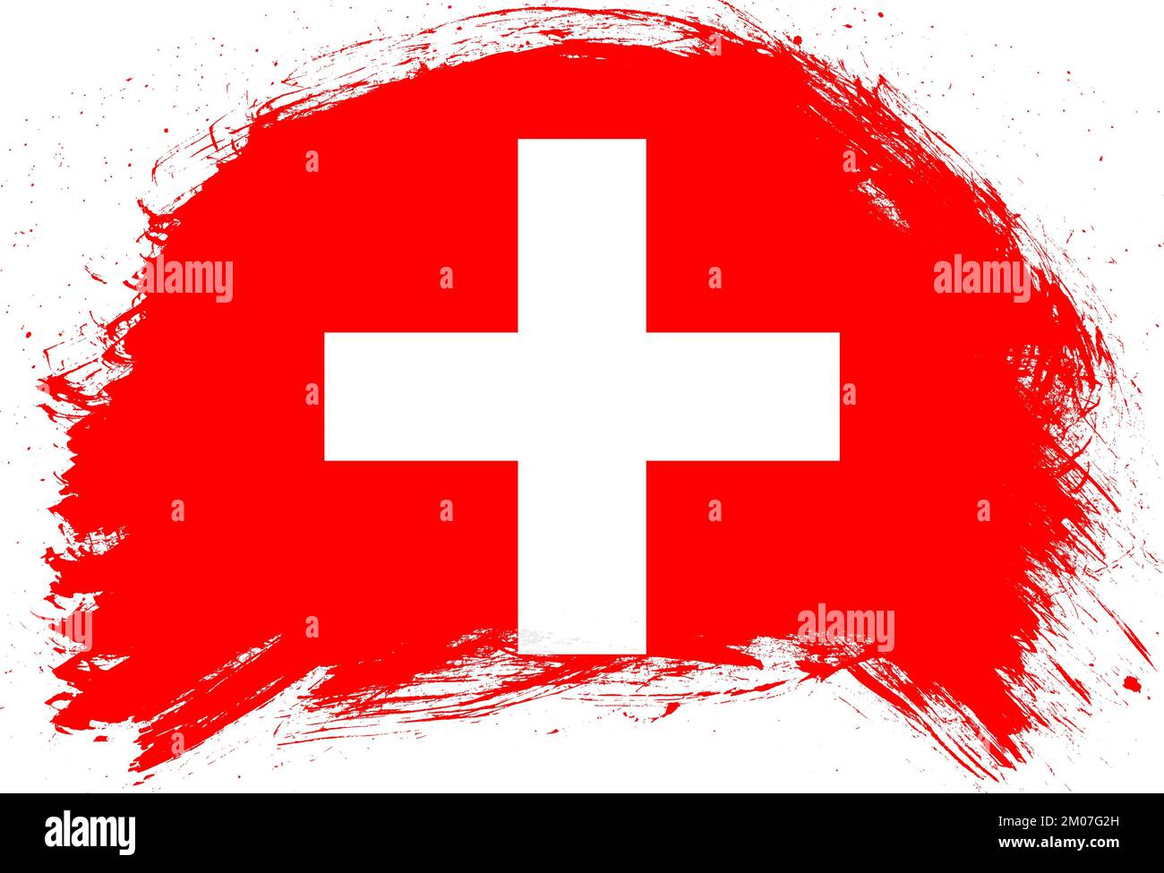 Distressed stroke brush painted flag of switzerland on white background ...