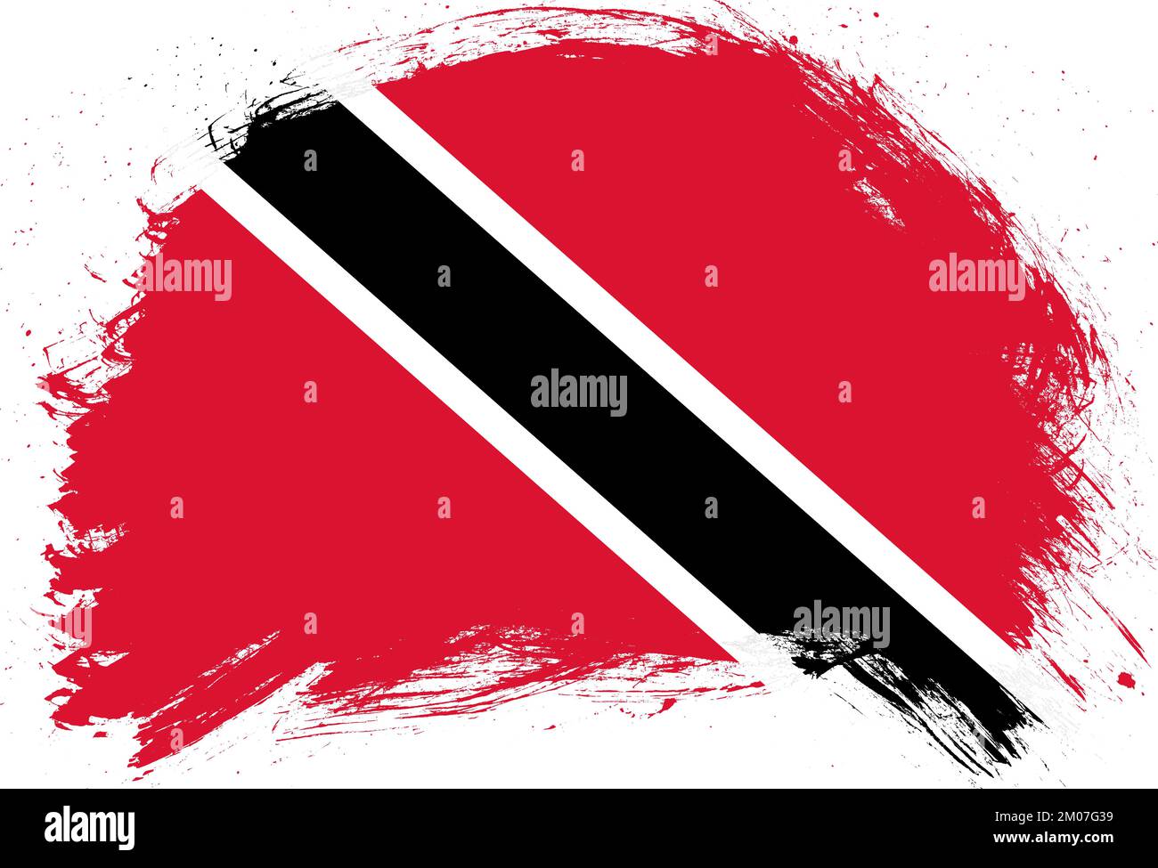 Distressed stroke brush painted flag of trinidad and tobago on white background Stock Photo - Alamy