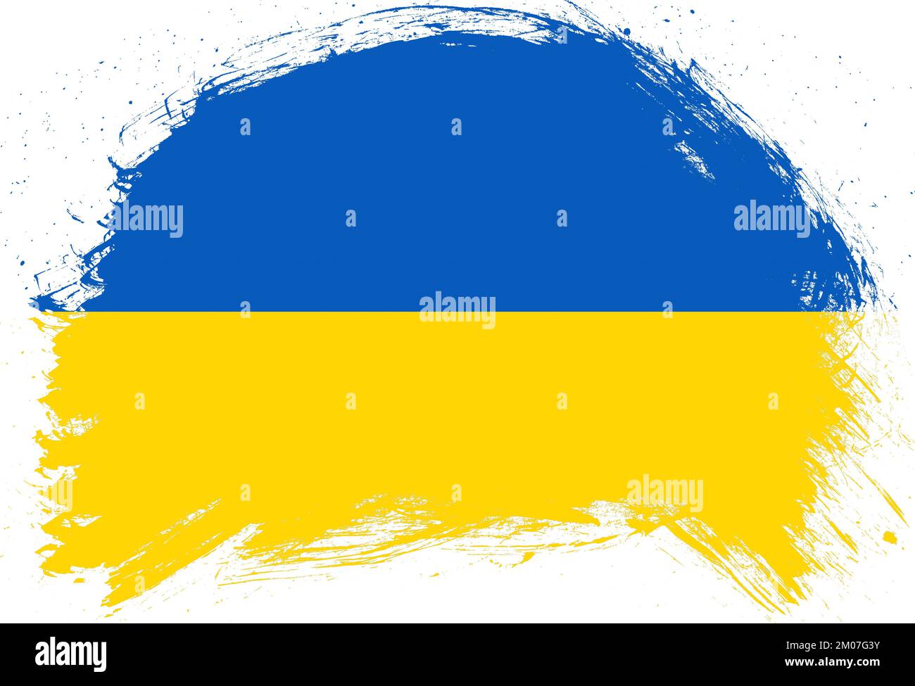 Distressed stroke brush painted flag of ukraine on white background ...
