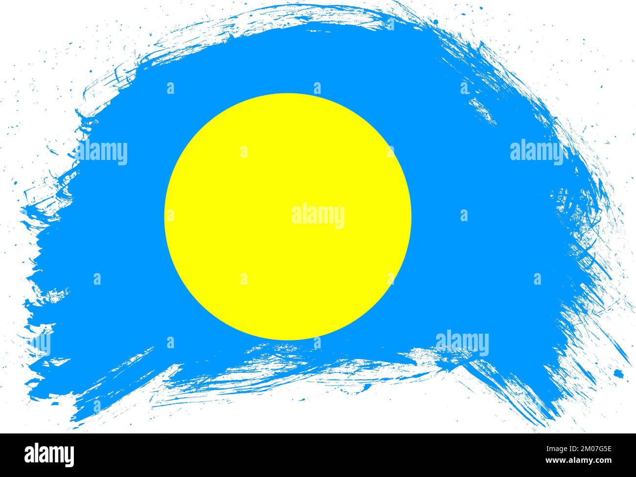 Distressed stroke brush painted flag of palau on white background Stock ...